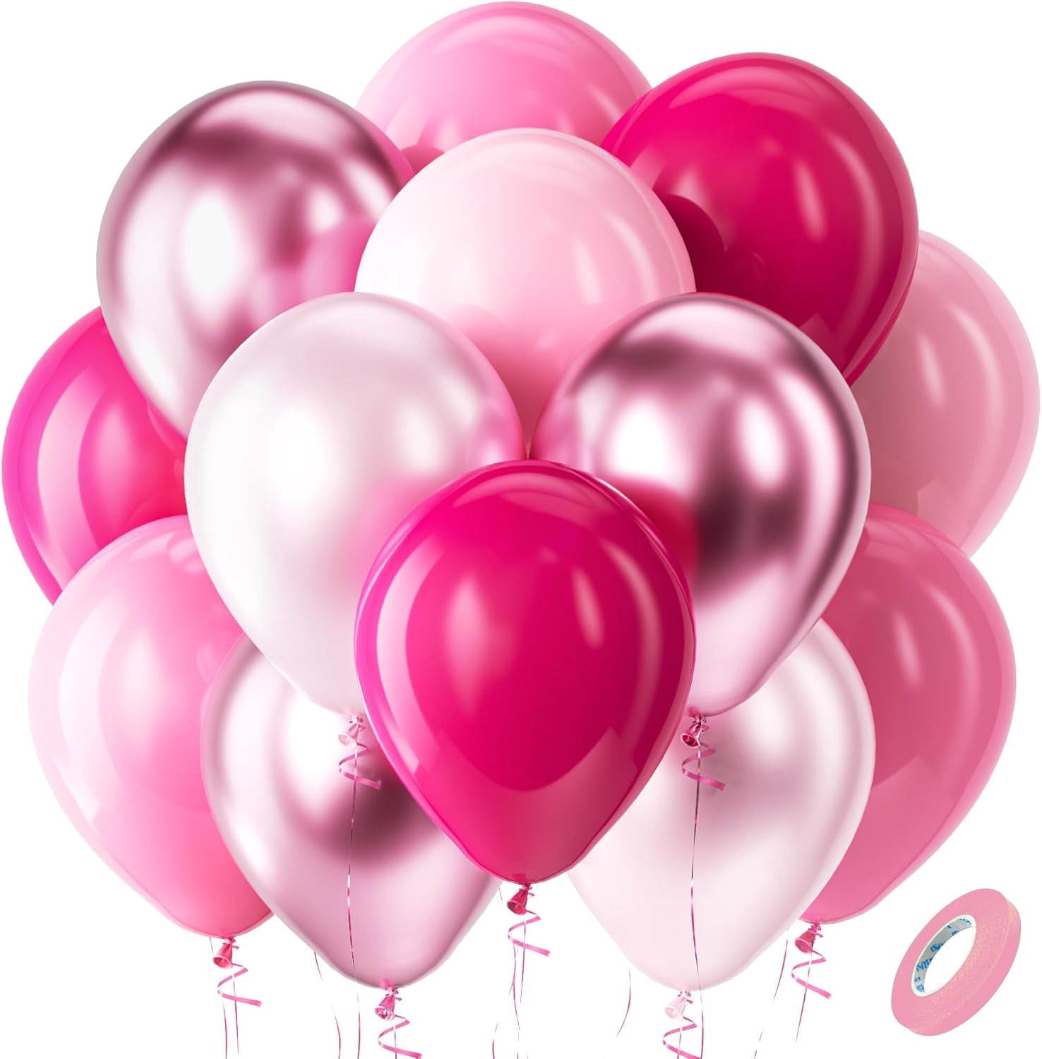 Pink Balloons Set,60pcs 12 inch Metallic Pearl Pink, Hot & Pastel Pink ...