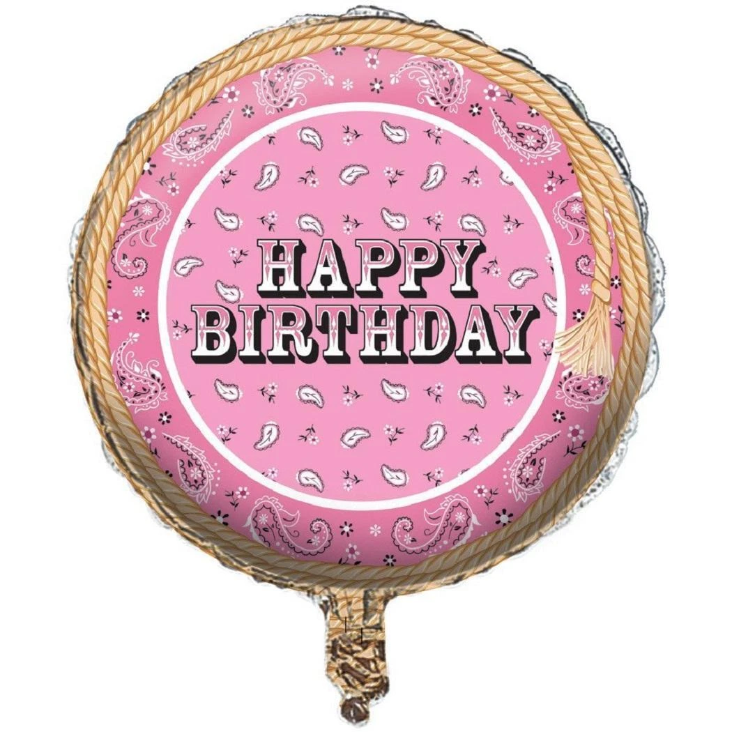 Pink Bandana Cowboy Western Theme Birthday Party Decoration 18" Mylar ...