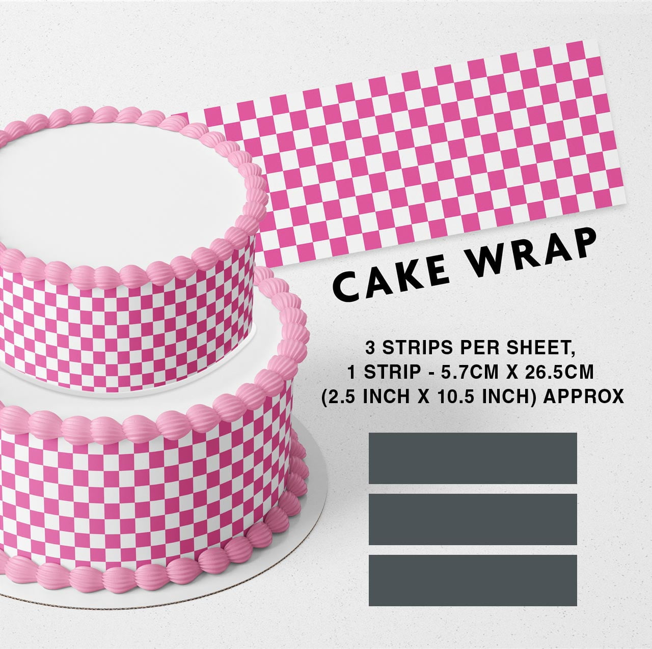 Pink Barbie Princess Checkers Strips Edible Icing Printed Cake Wrap ...