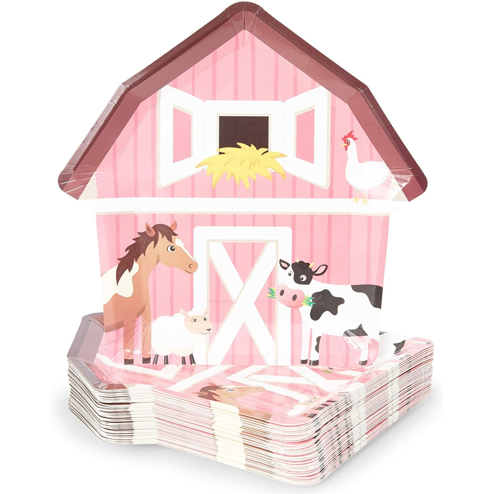 Walmart's Pink Barnyard Paper Plates, Cow Theme Decorations for Farm ...