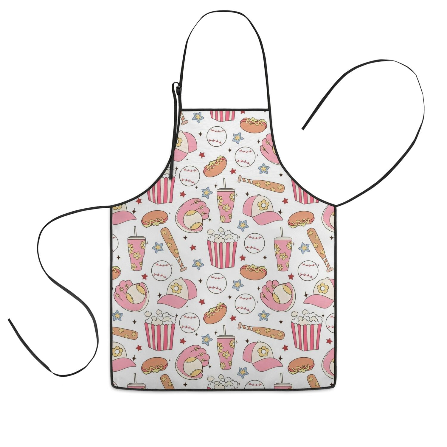 Pink Baseball Game Snacks Pattern Kids Aprons for Girls and Boys ...