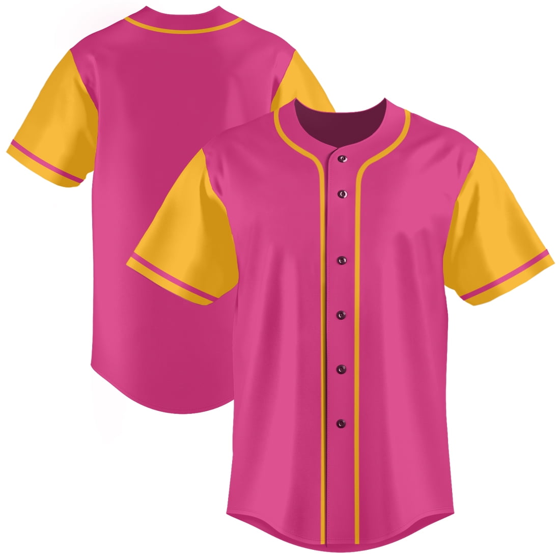 Pink Baseball Jersey for Men Hip Hop Hipster Button Down Shirts Sports ...
