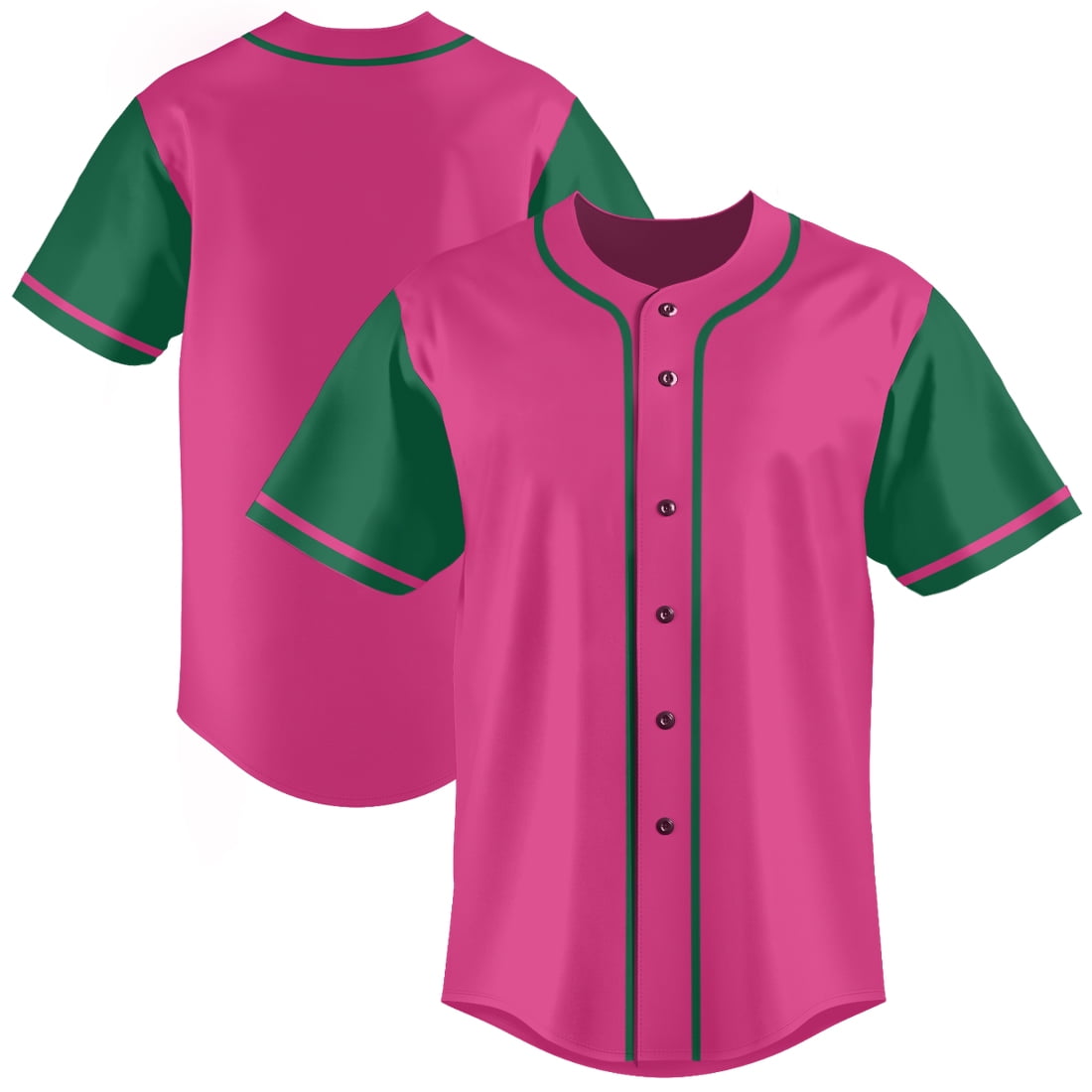 Pink Baseball Jersey for Men Hip Hop Hipster Button Down Shirts Sports ...