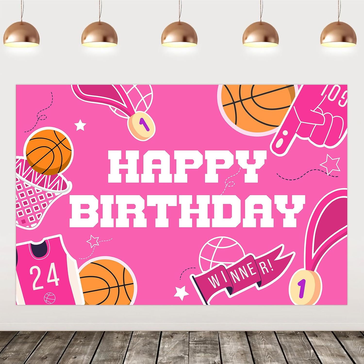 Pink Basketball Birthday Backdrop for Girls 7x5Ft Pink Basketball ...