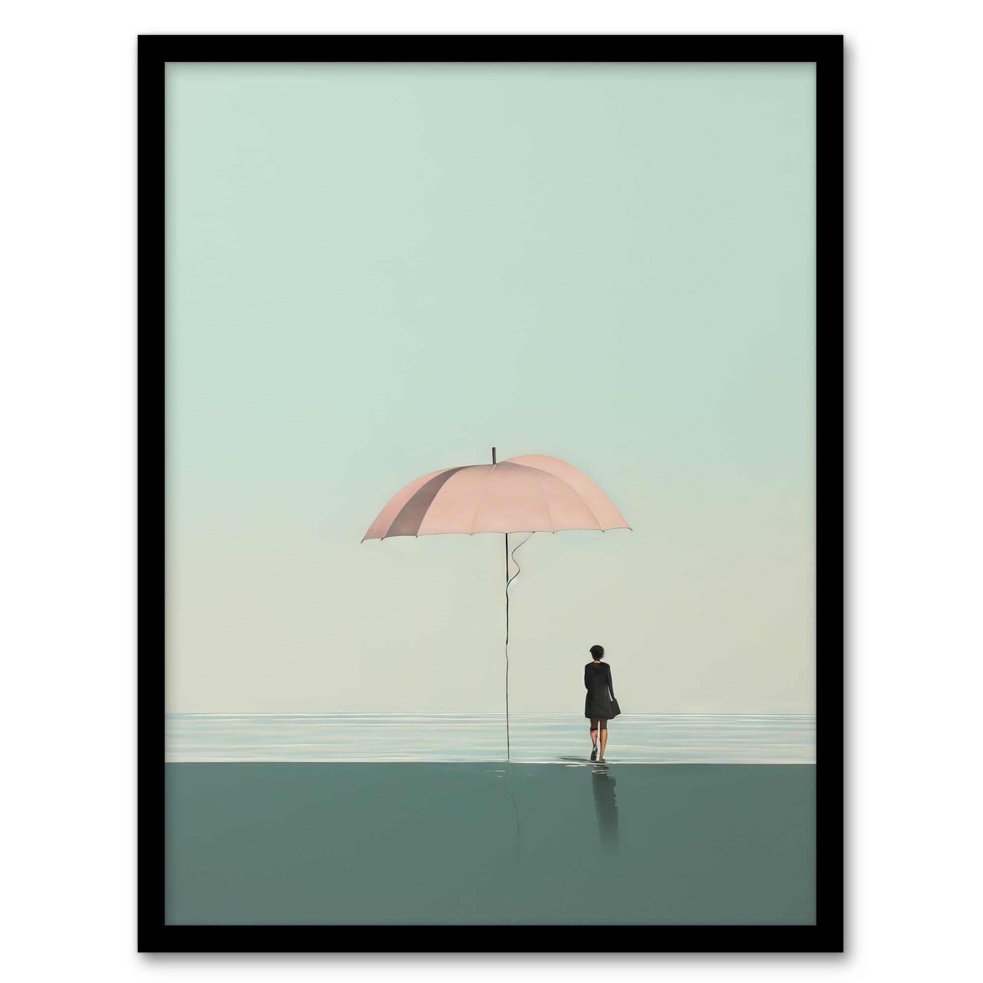 Pink Beach Brolly By Amy Denver Minimalist Soft Pastel Seascape ...