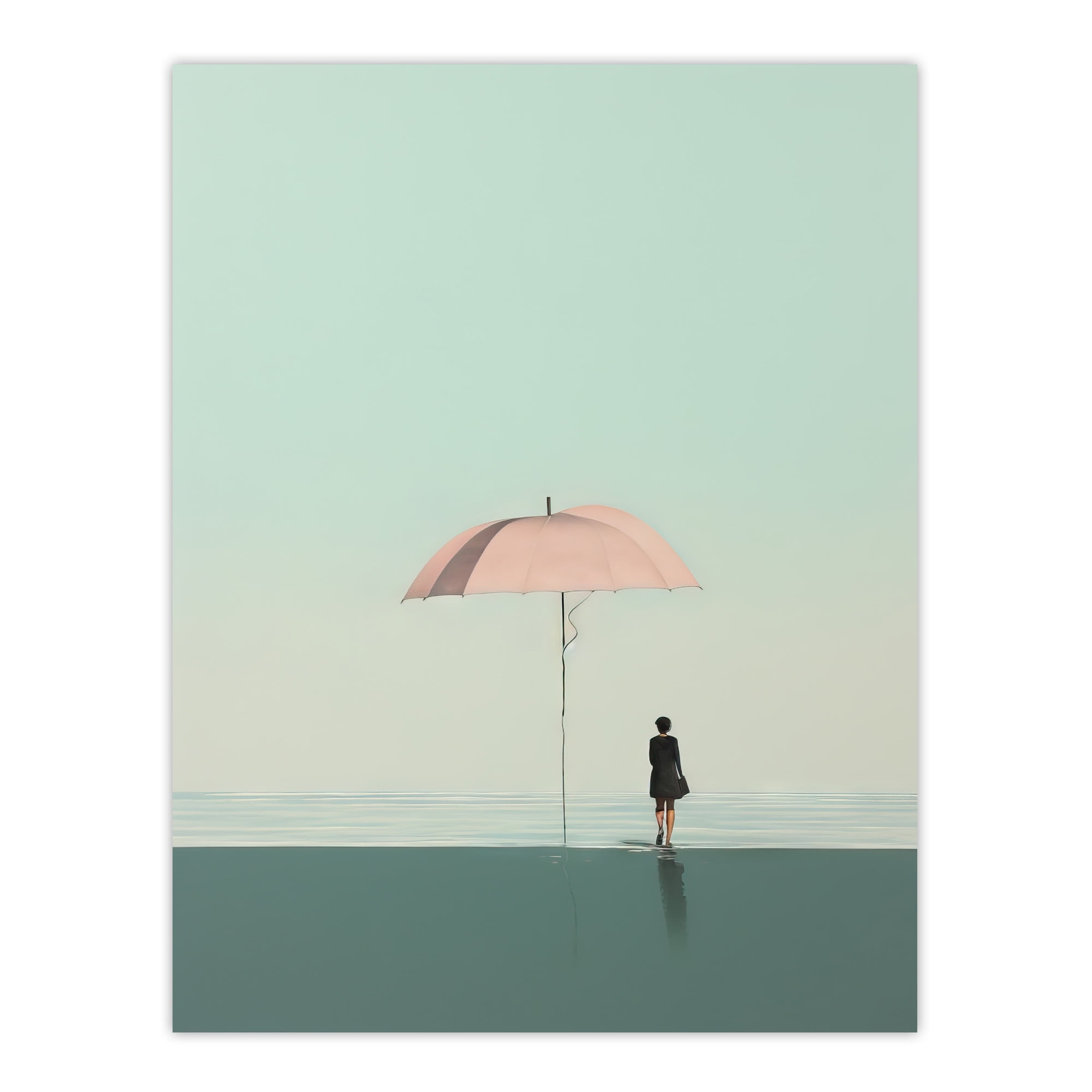 Pink Beach Brolly By Amy Denver Minimalist Soft Pastel Seascape ...