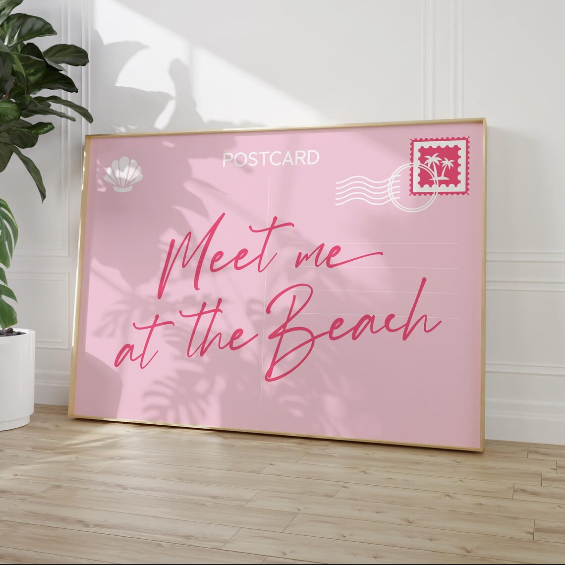 Pink Beach Postcard Print, College Apartment Decor, Coastal Beachy Dorm ...