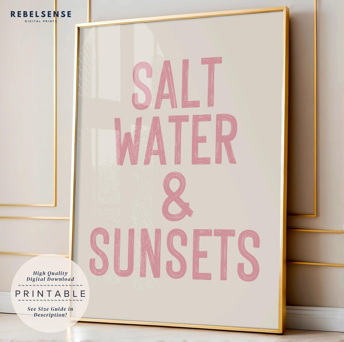 Pink Beachy Print, Pink Coastal Aesthetic Print, College Dorm Decor ...