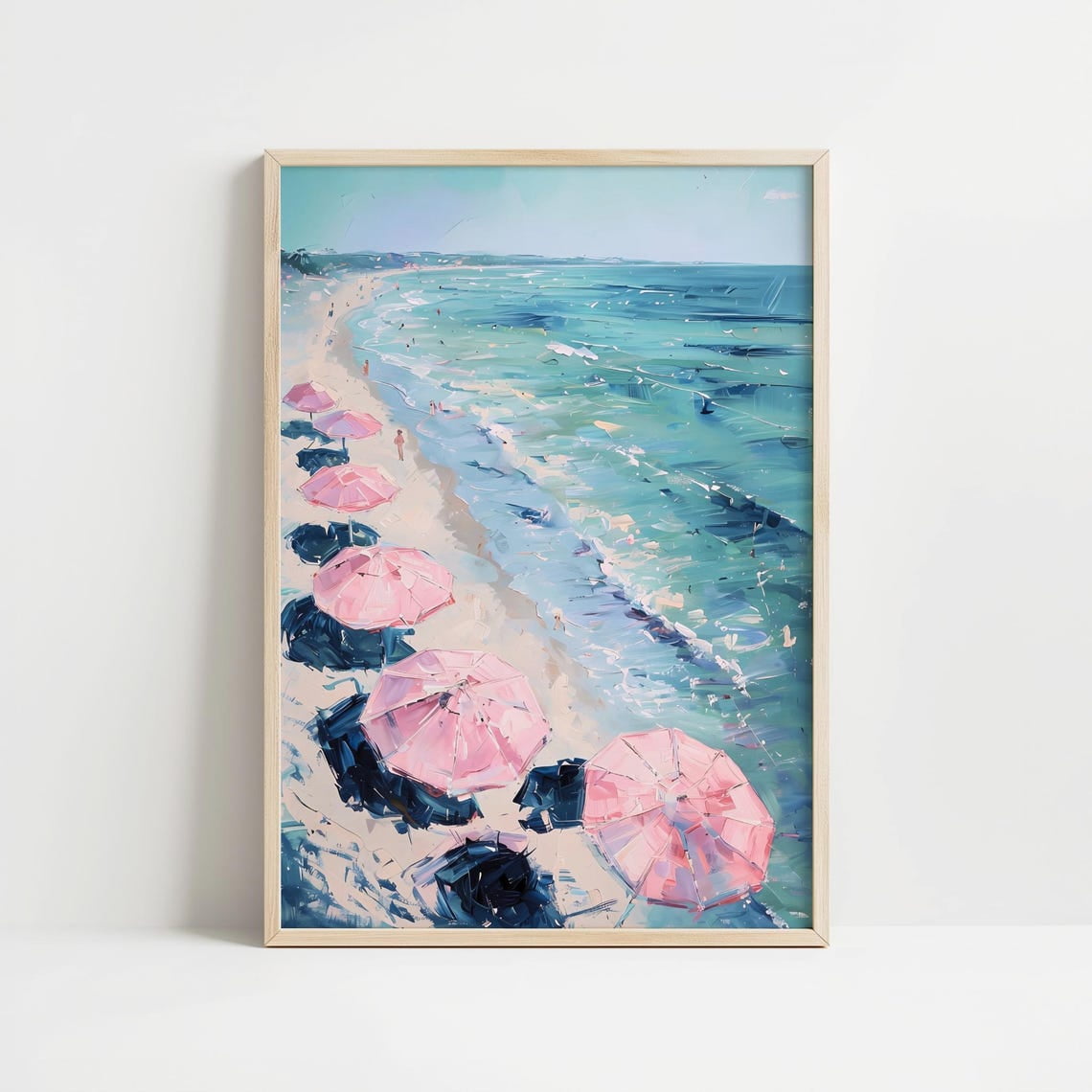 Pink Beachy Wall Art Summer Ocean Aesthetic Surf Painting Girly Decor ...