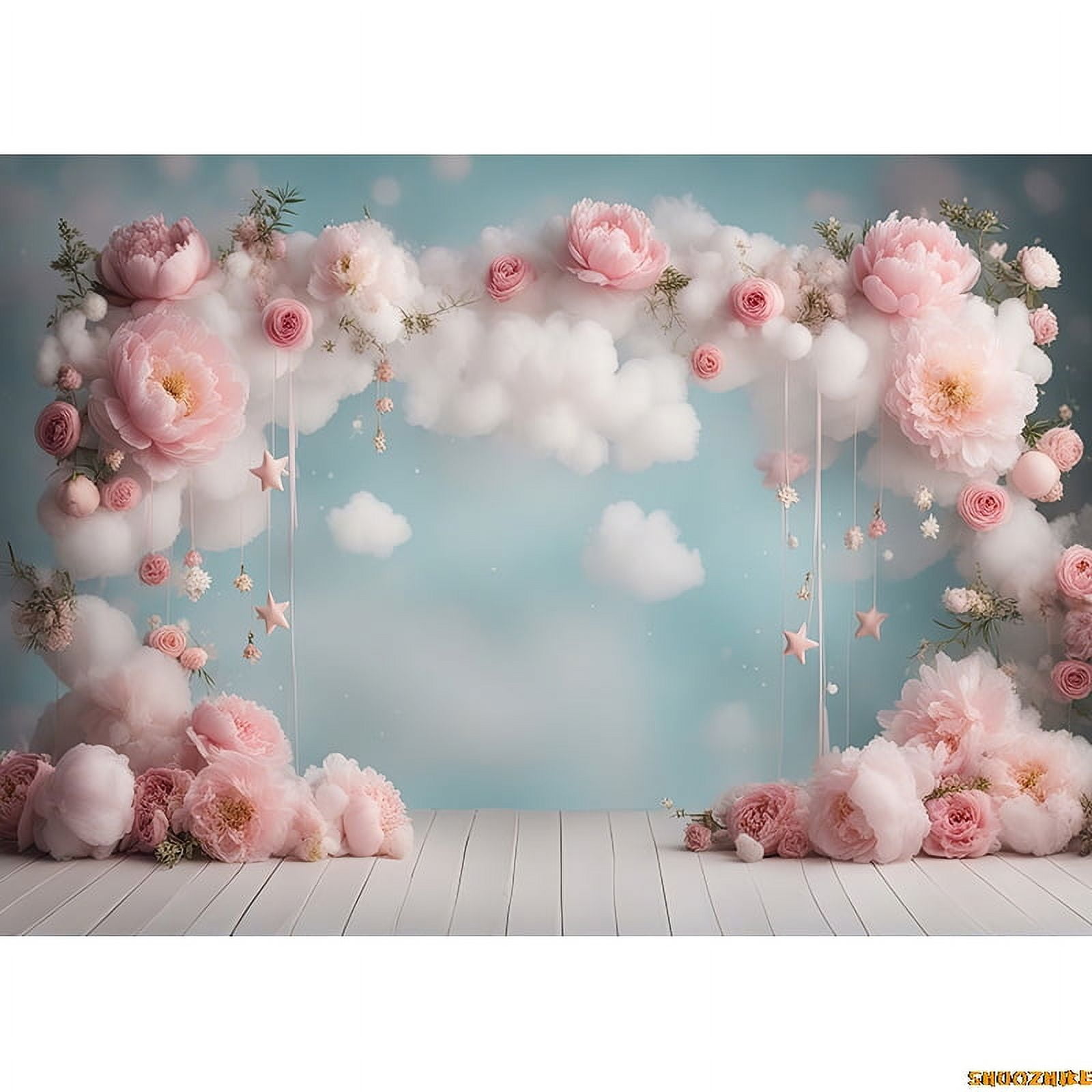 Pink Bear Digital Background for Baby Birthday Cake Smash Studio ...