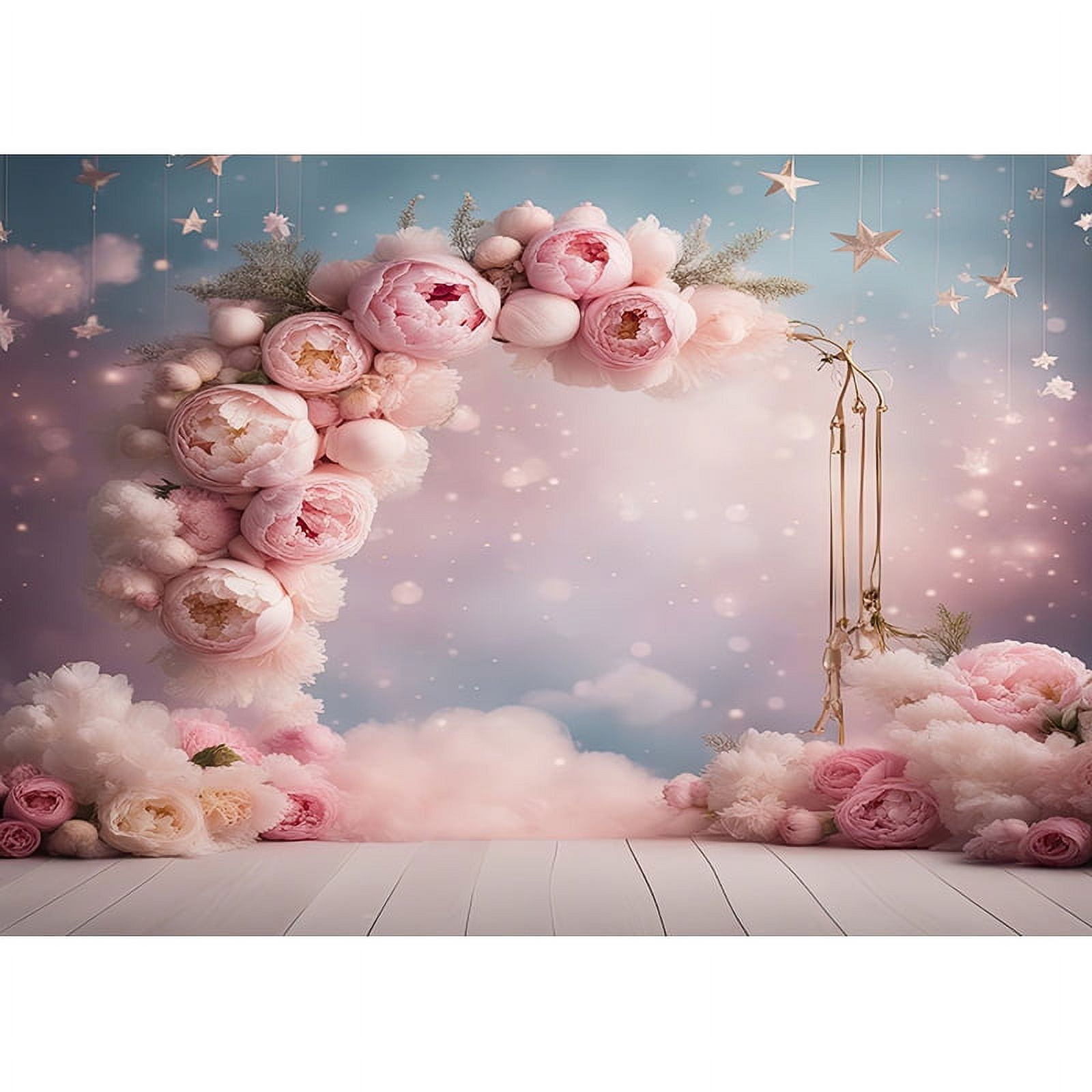Pink Bear Digital Background for Baby Birthday Cake Smash Studio ...