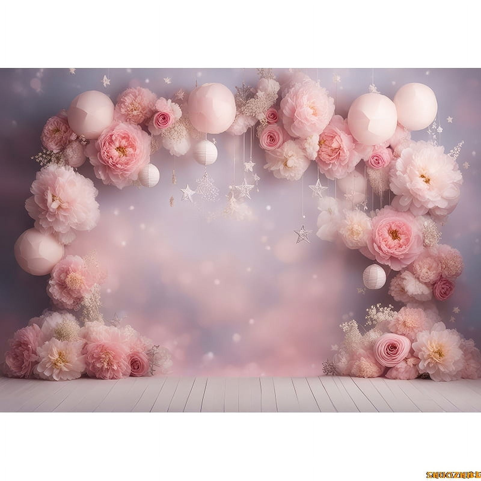 Pink Bear Digital Background for Baby Birthday Cake Smash Studio ...