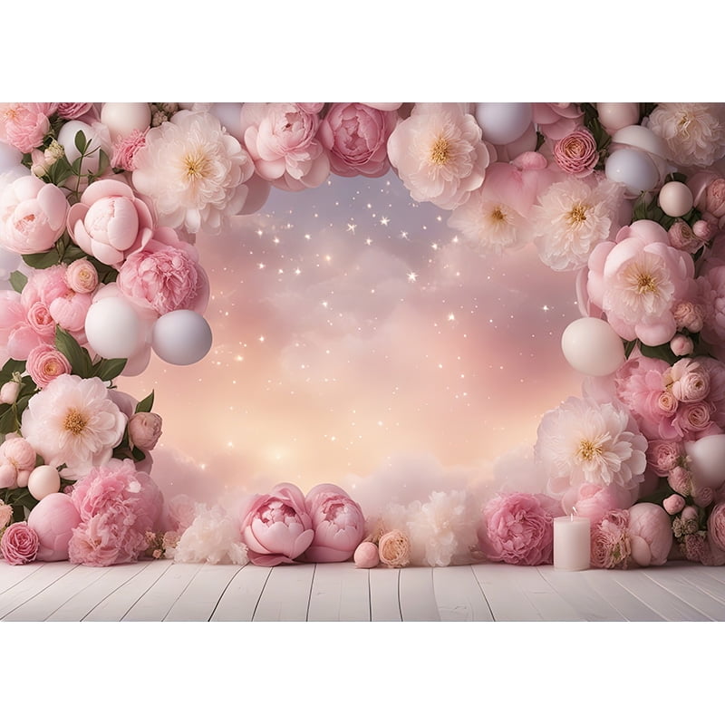 Pink Bear Digital Background for Baby Birthday Cake Smash Studio ...