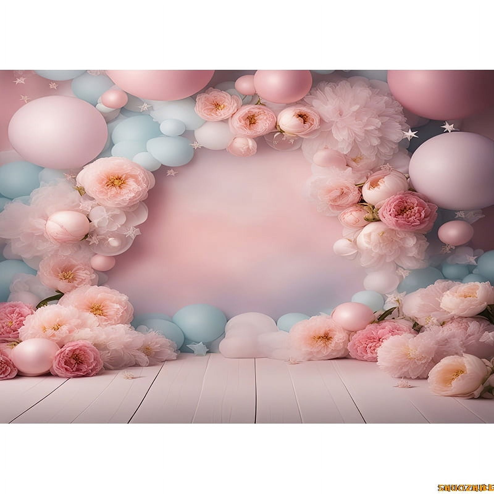 Pink Bear Digital Background for Baby Birthday Cake Smash Studio ...