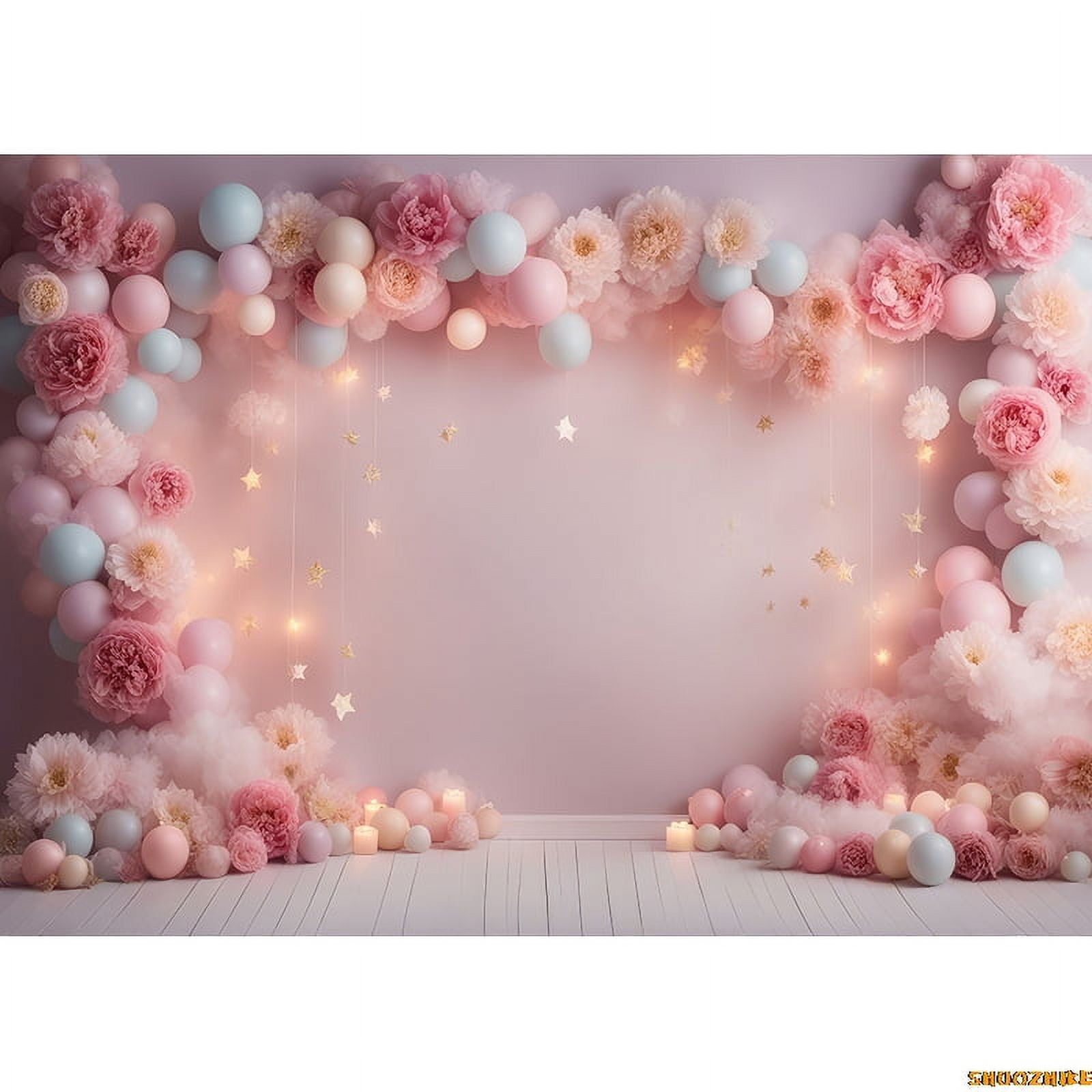 Pink Bear Digital Background for Baby Birthday Cake Smash Studio ...
