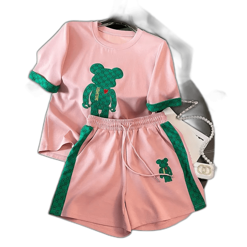 Pink Bear Set Female Xia Qingfeng Wind Wind Fashion Western Boxer Thin ...