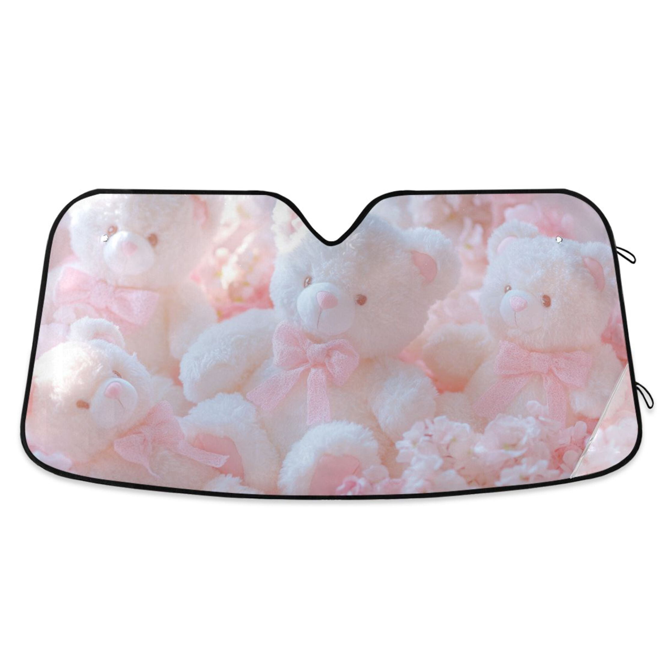 Pink Bears Bows Car Windshield Sun Shade Reflector Sunshade Foldable ...