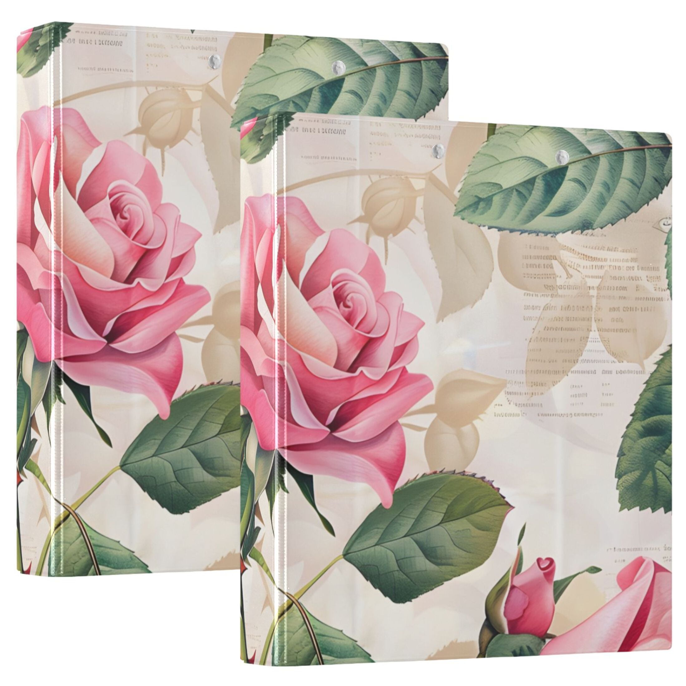 Pink Beautiful Rose 3 Ring Binders 1.5 inch Hardcover File Folders with ...