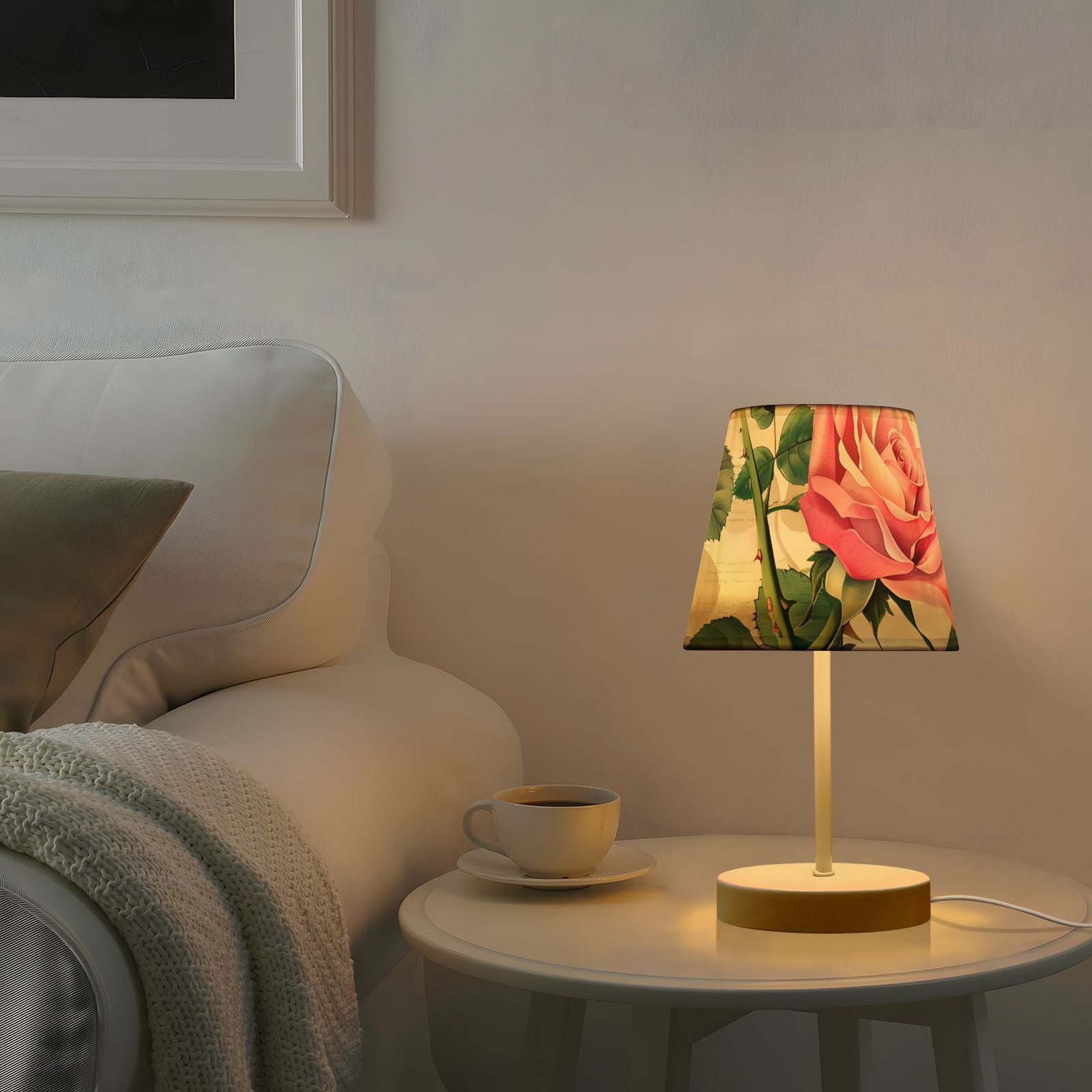 Pink Beautiful Rose Desk Lamp 3 Color Modes LED Table Lamp Nightstand ...