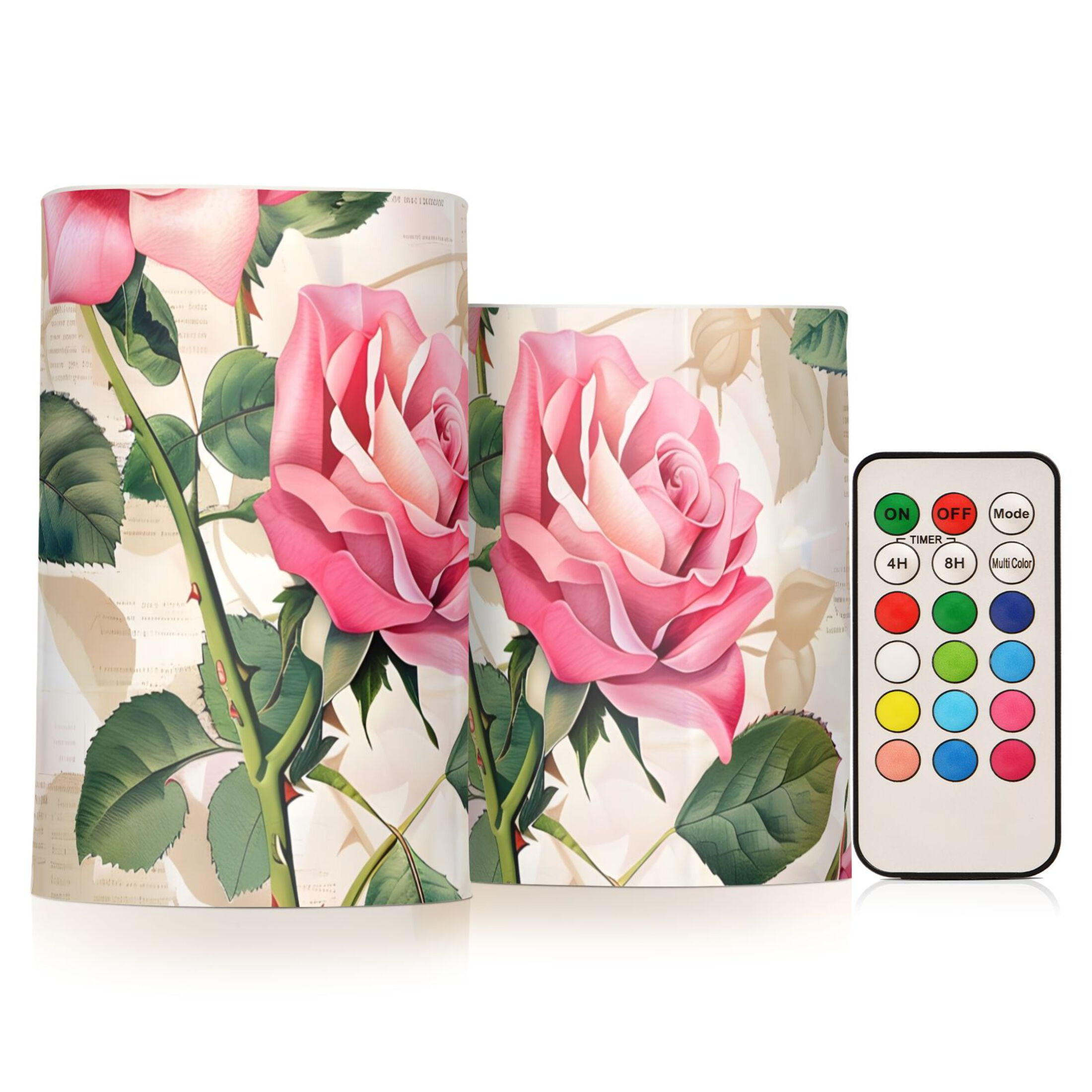 Pink Beautiful Rose Flameless Candles LED Lights Battery Operated ...
