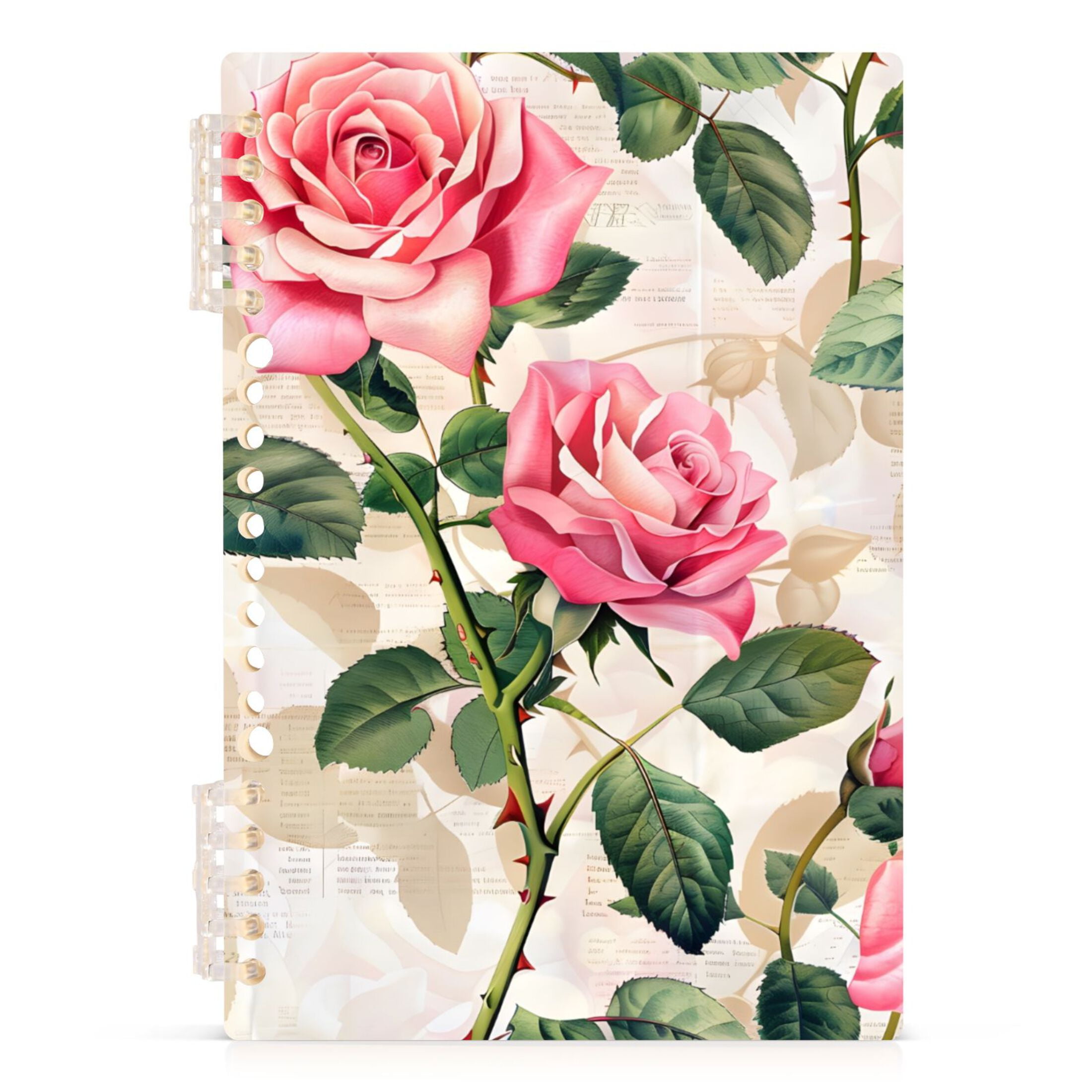 Pink Beautiful Rose Ring Binder Notebook Journey Note Diary College ...