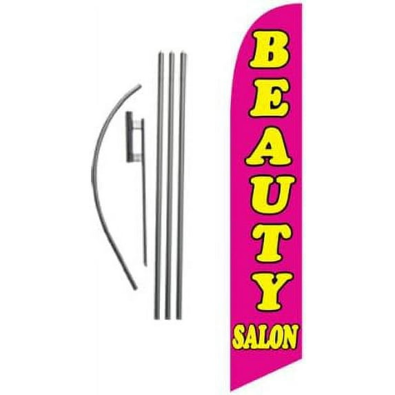 Pink Beauty Salon Feather Banner Swooper Flag Set with 15 Foot Flag ...