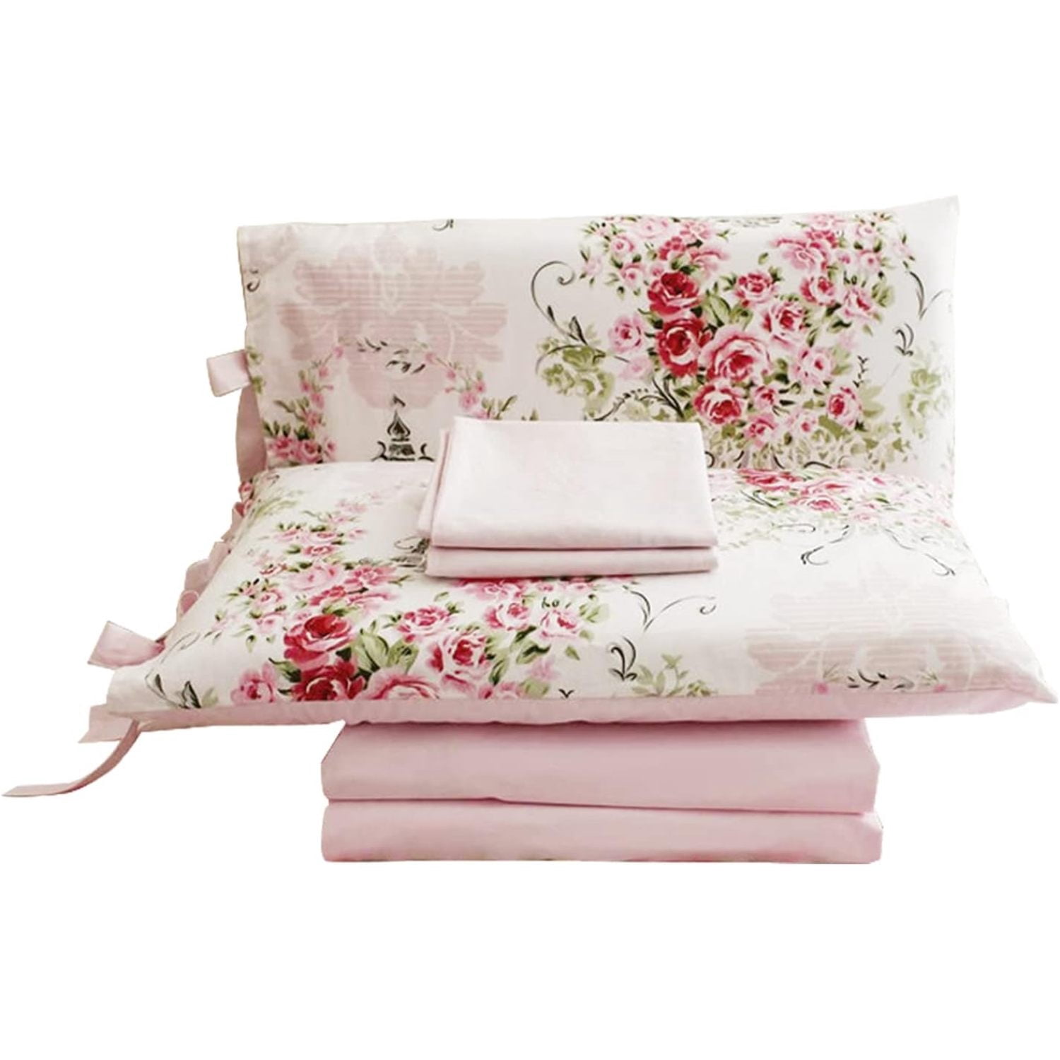 Pink Bedding Sheet Set, Extra Soft 100% Cotton Sheet Set, Rose Printed ...