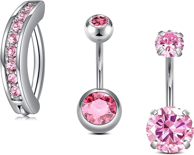 Pink Belly Button Ring pink Belly Rin Belly Button Ring Surgical Steel ...