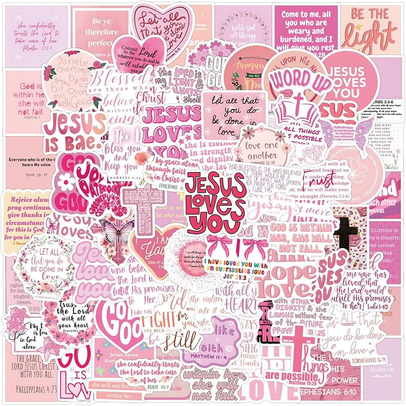 Pink Bible Stickers,110PCS for Christian Christmas Gift for Girl Women ...