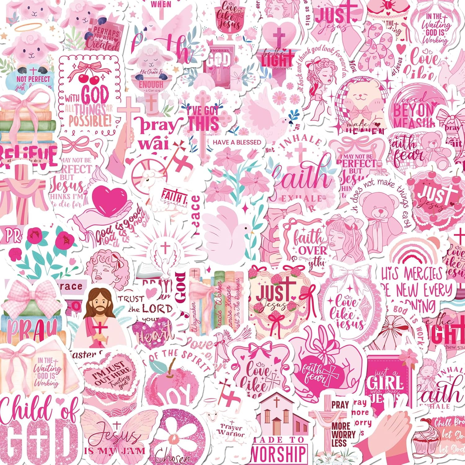 Pink Bible Verse Stickers - 100Pcs Christian Jesus Stickers, Coquete ...