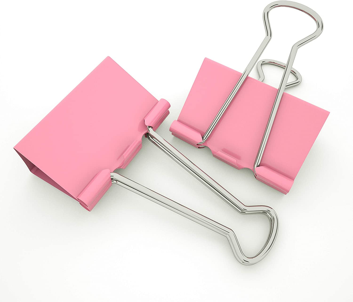 Pink Binder Clips Large (Jumbo) Metal Clamp 2 inch / 50 mm (Pink, 12 ...