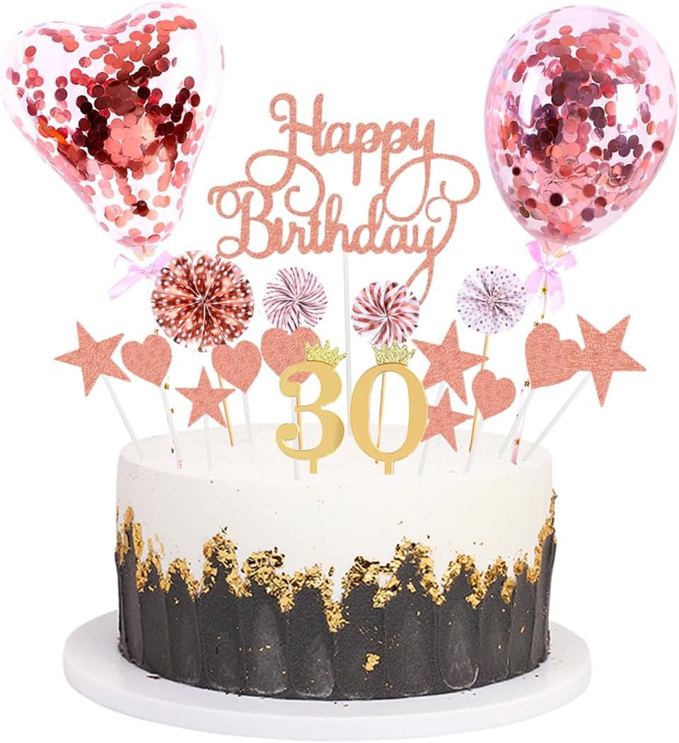Pink Birthday Cake Topper Supplies Acrylic Glitter 6th Happy Birthday ...