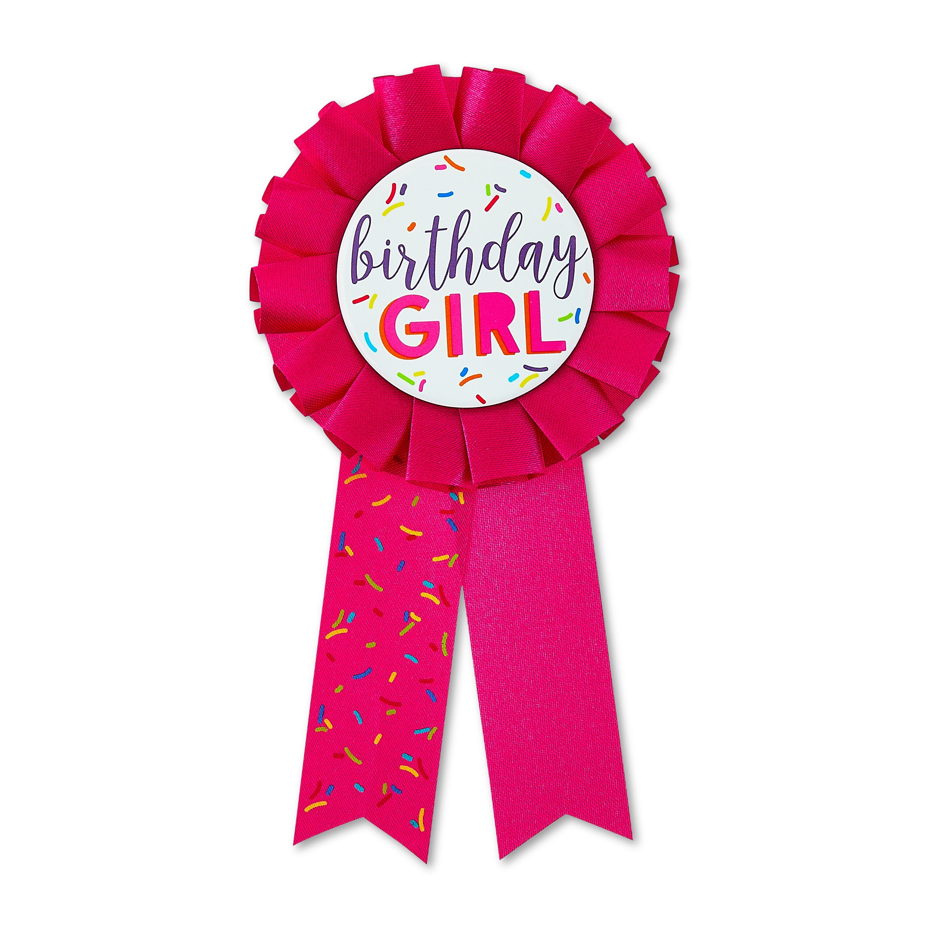 Way To Celebrate Pink Birthday Girl Badge 5.5x3 inches with Ribbon ...