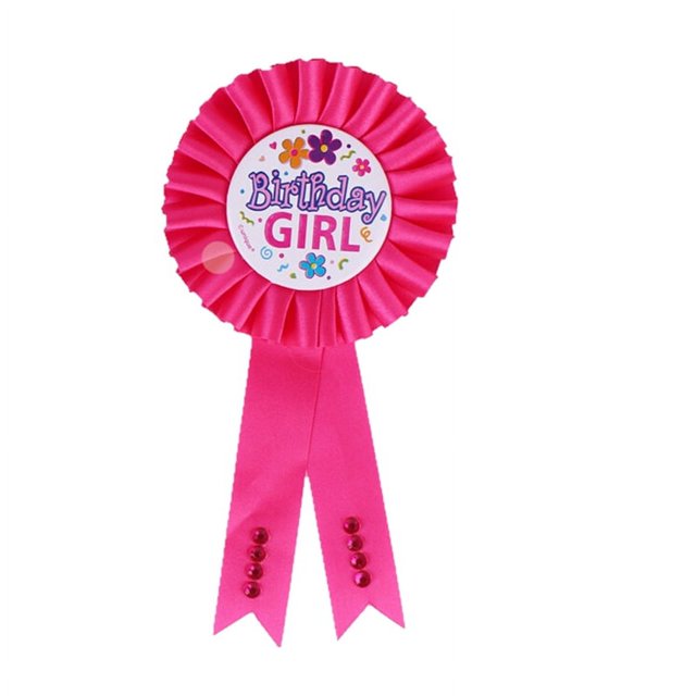 (Pink) Birthday Girl Boy Award Ribbon Rosette Badge Pin Children’s ...