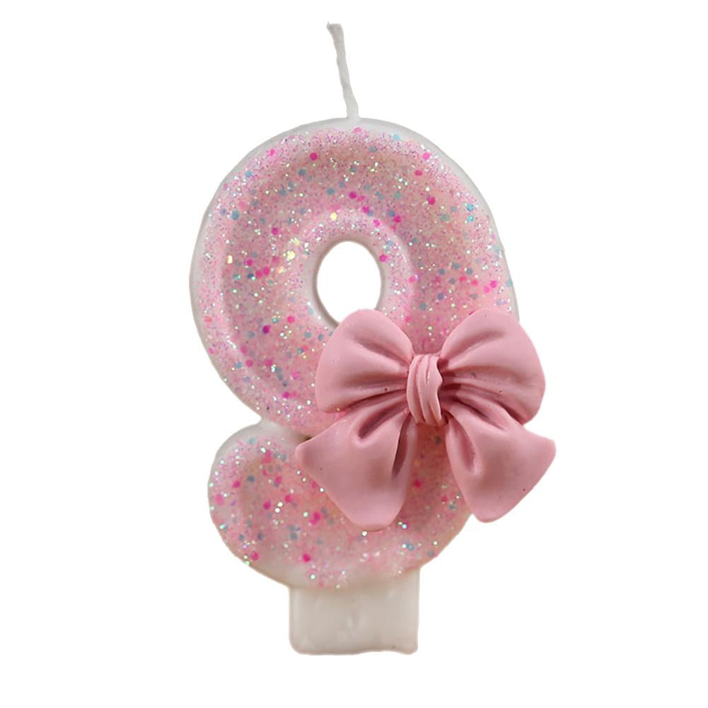 Pink Birthday Number Candle,3 Inch 0-9 Birthday Candles,3D Bow Designed ...