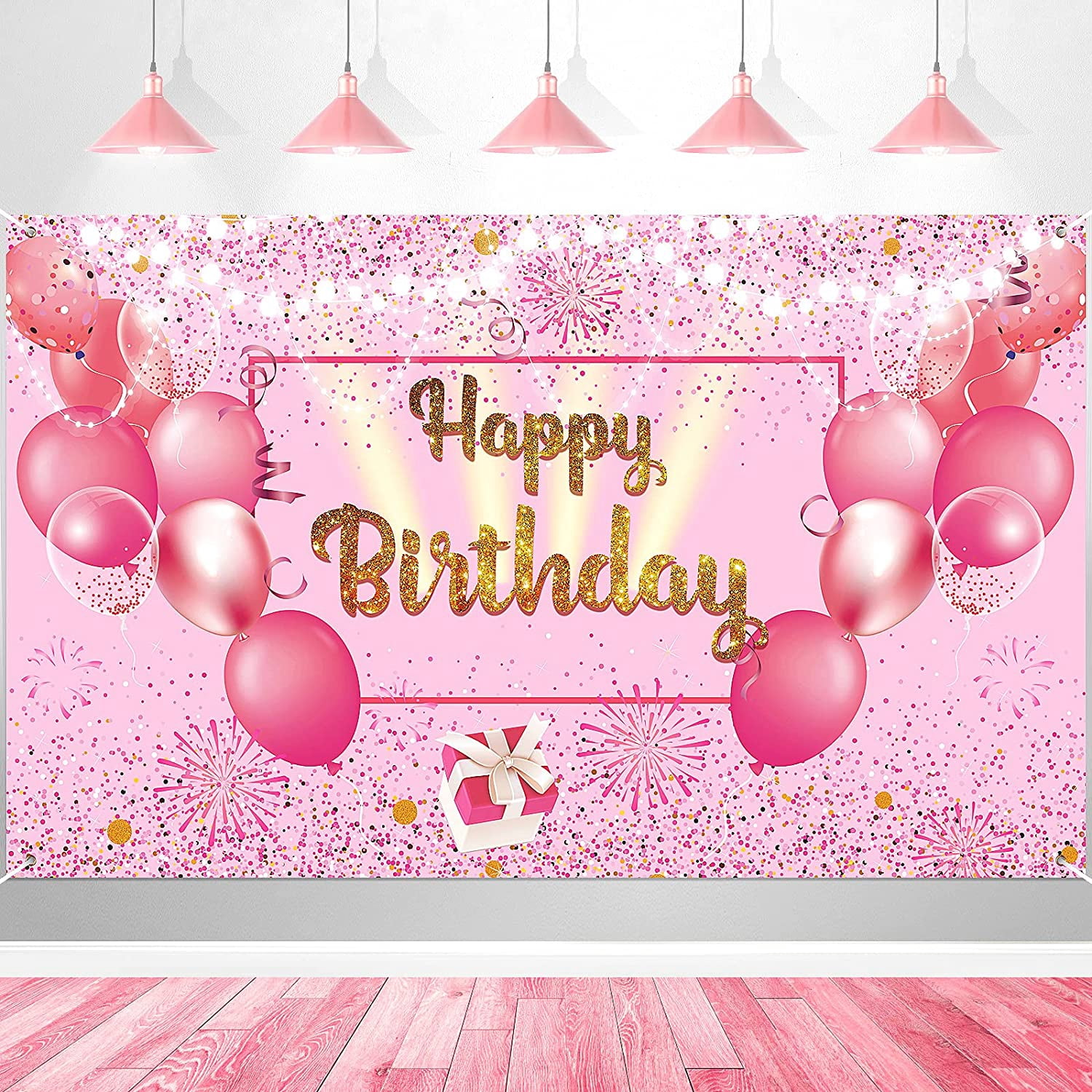 Pink Birthday Party Decorations Rose Pink Birthday Banner for Women ...
