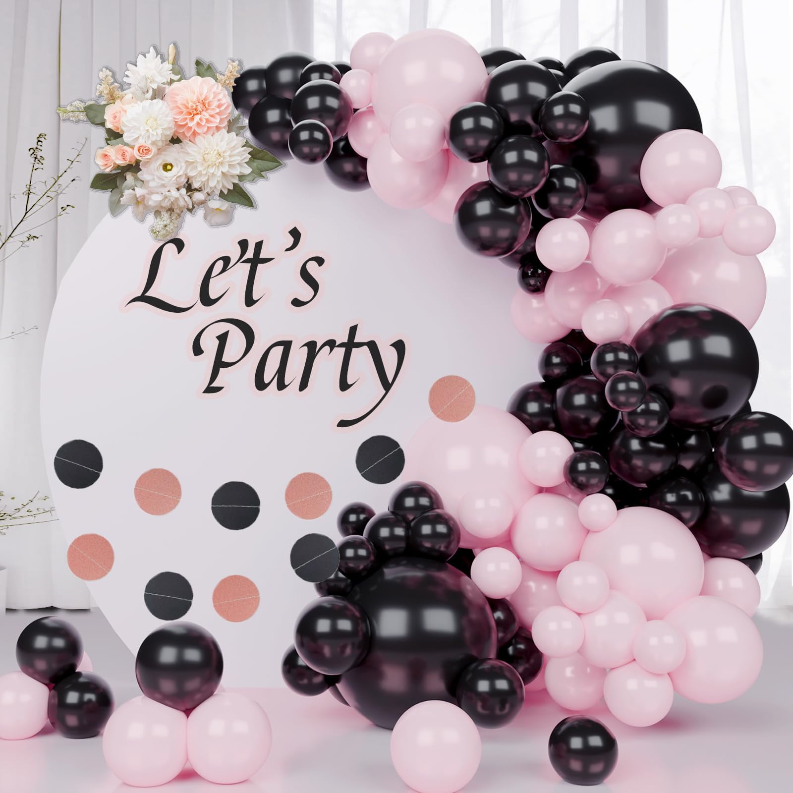 Pink and Black AJH3 Balloon Arch Kit Birthday Decorations 171Pcs ...