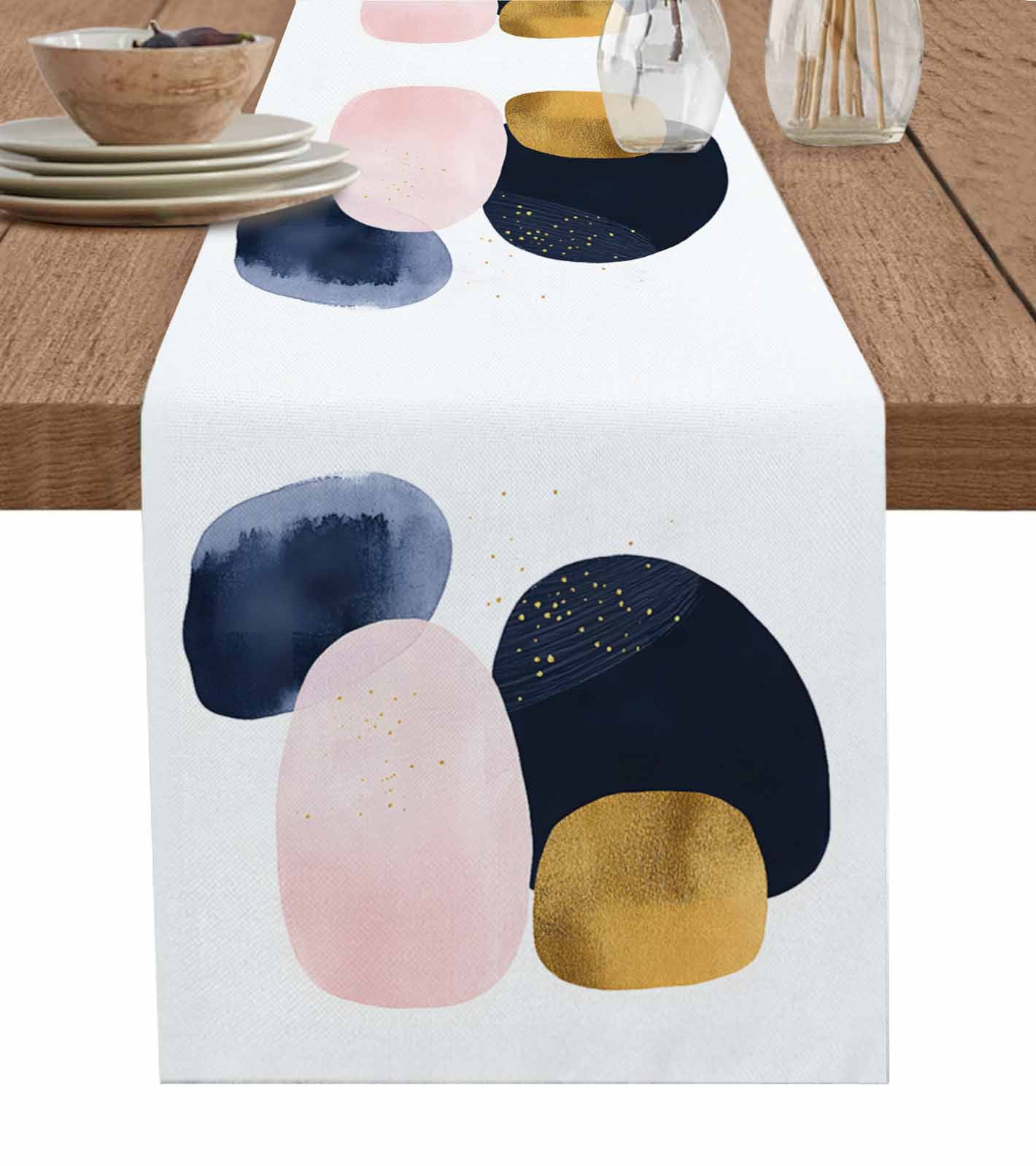 Pink Black Abstract Art Table Runner 72 Inches, Geometric Aesthetics ...