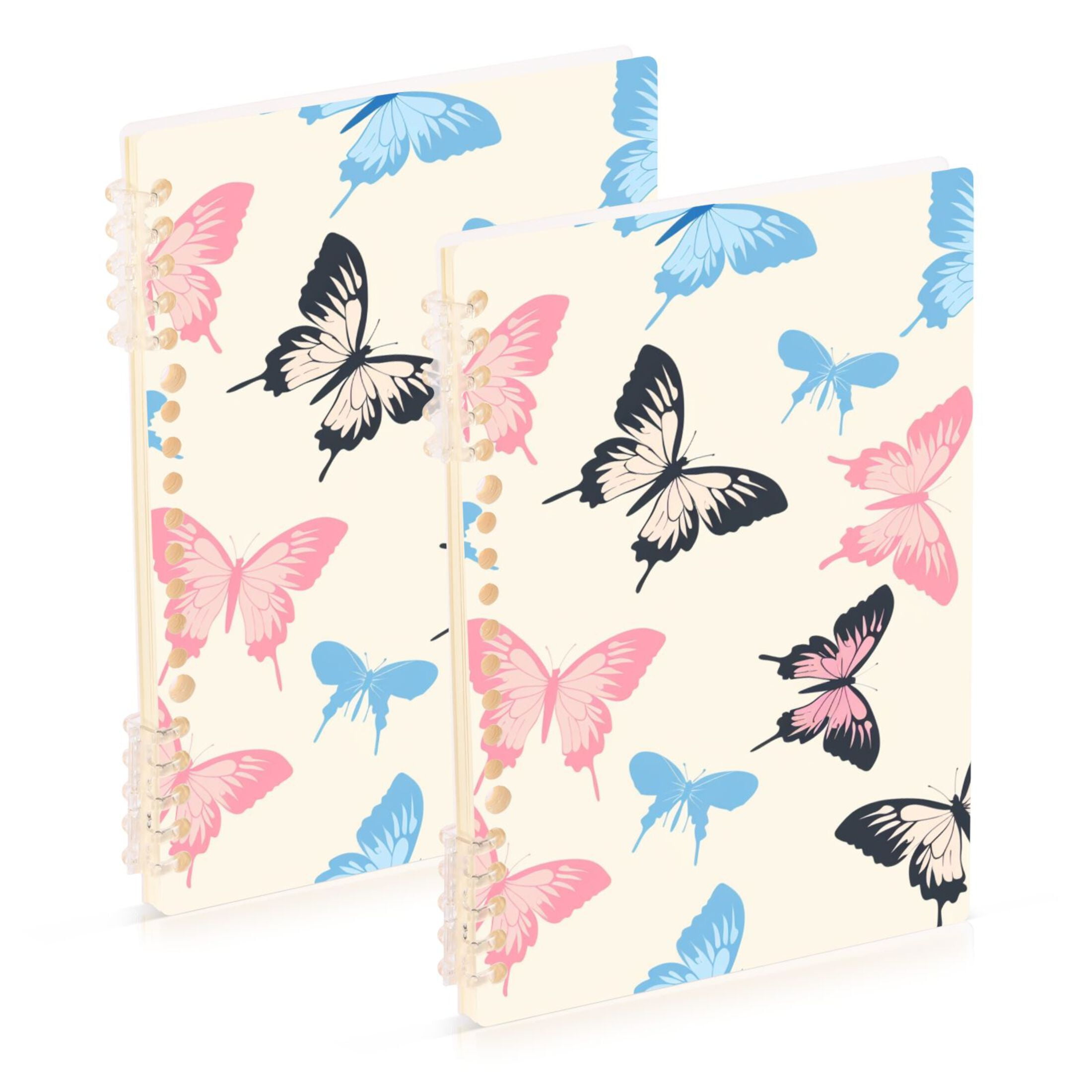 Pink Black Blue Butterflies Ring Binder Notebook Journey Note Diary ...