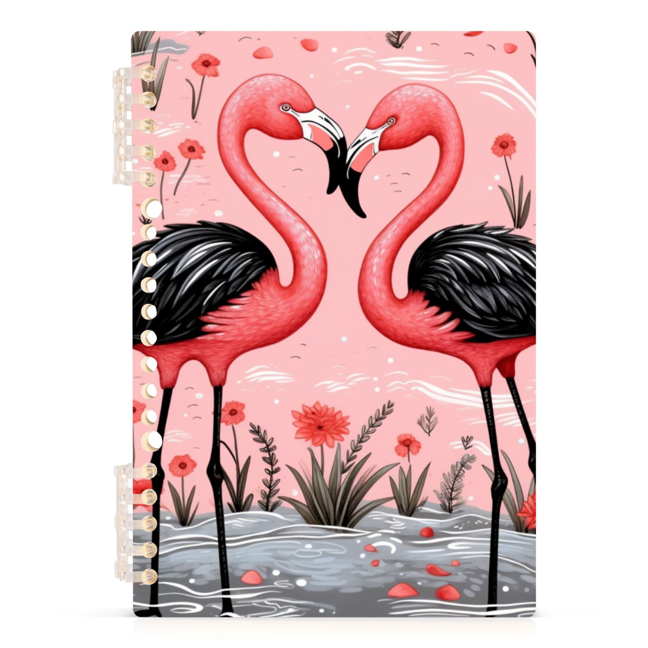 Pink Black Flamingos Ring Binder Notebook Journey Note Diary College ...