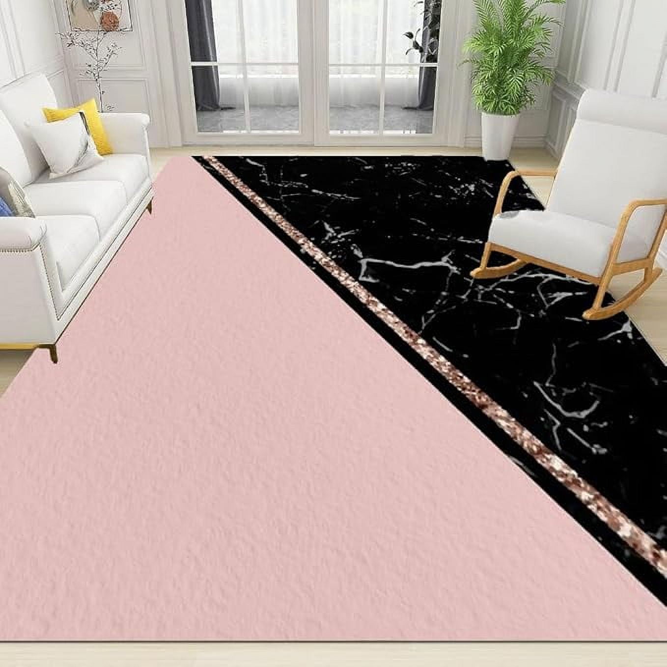 Pink And Black Gradient Color Block Large Area Rugs, Simple Splicing ...