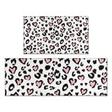 Pink and Black Of Leopard Print Kitchen Rugs Sets Of 2,Anti Fatigue ...