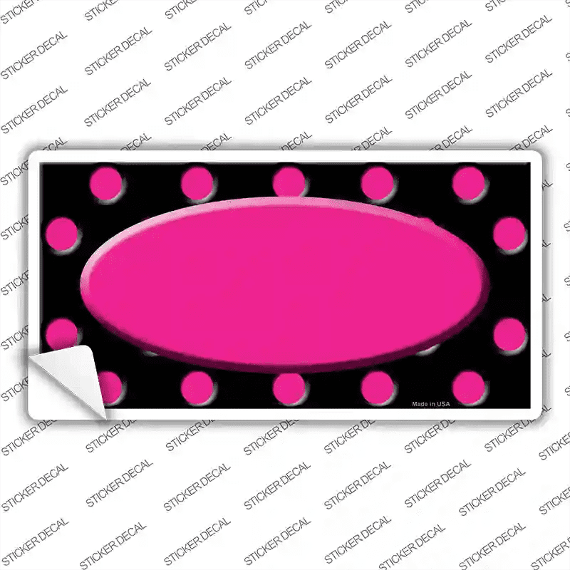 Pink Black Polka Dot Pink Center Oval Black Novelty Sticker Decal Large ...