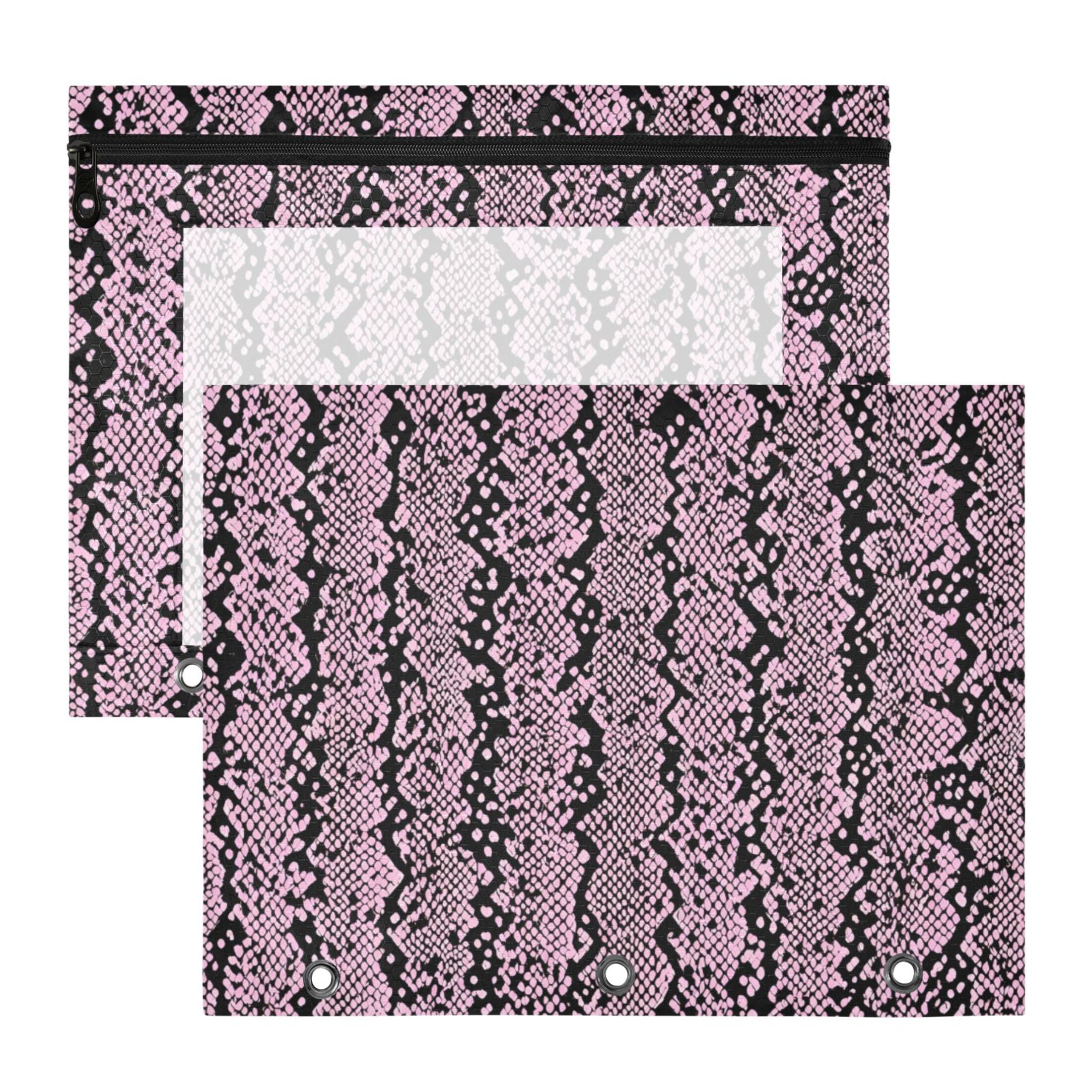 Pink Black Snake Skin Vertical Stripes 3-Ring Binder Pouches A4 Size ...