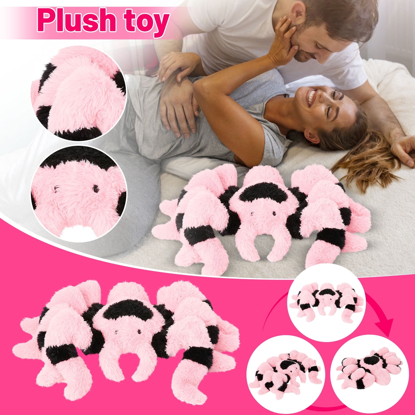 Pink Black Tarantula Spider Stuffed Plush 45 Inch Super Soft Stuffed ...