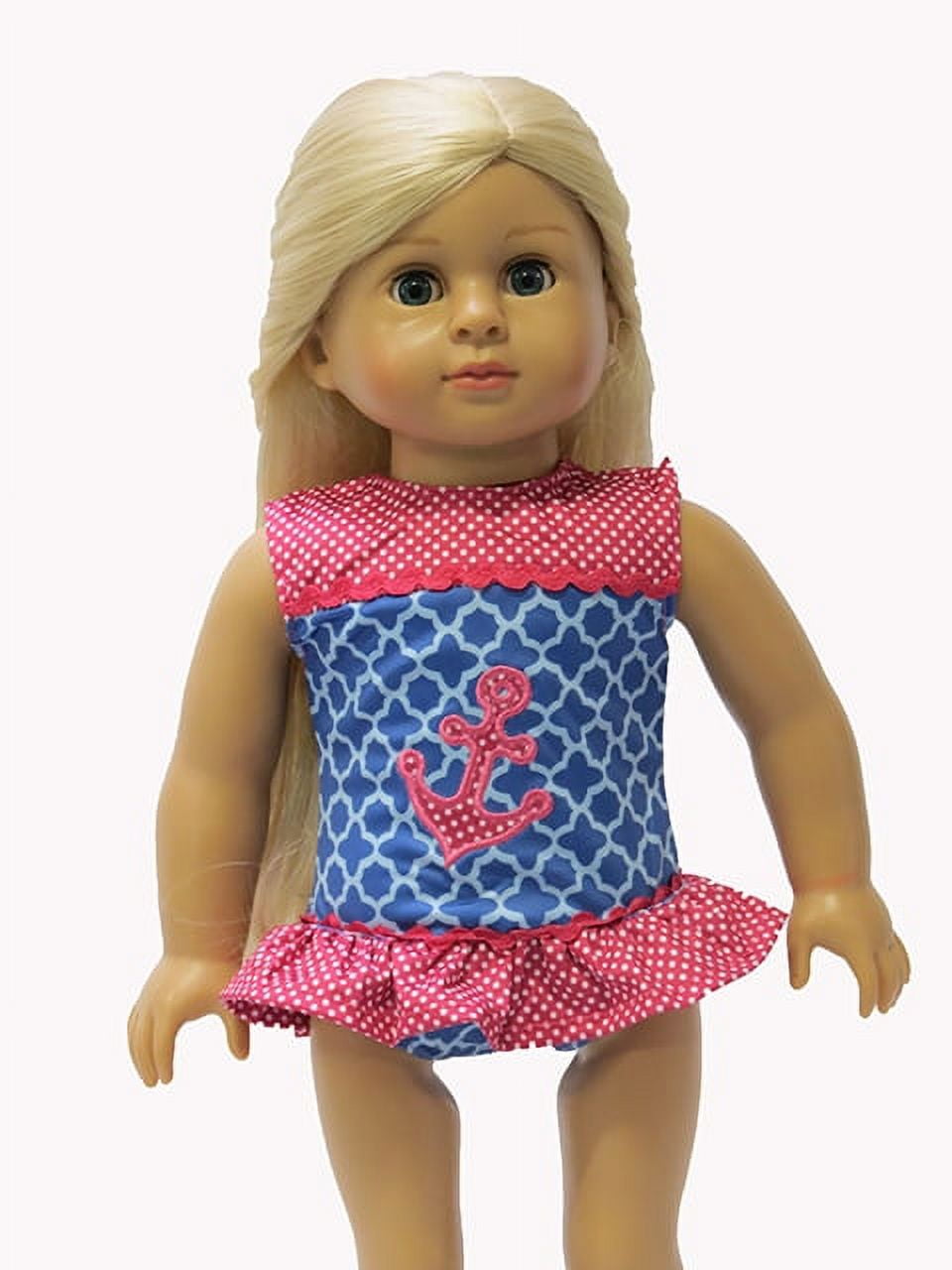 Pink & Blue Anchor Swimsuit for 18inch Dolls | American Fashion World ...
