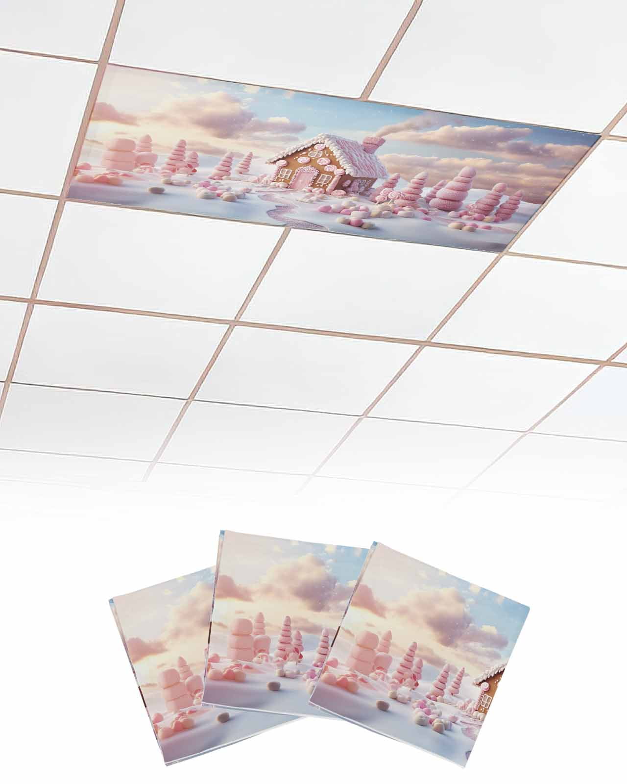 Pink Blue Christmas Fluorescent Light Covers for Ceiling Lights 4x2 ...