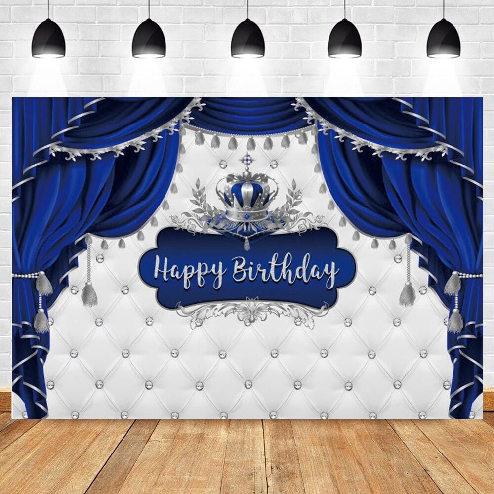 Pink Blue Curtain ss Boy Girl Birthday Party Backdrop Crown Rainbow ...