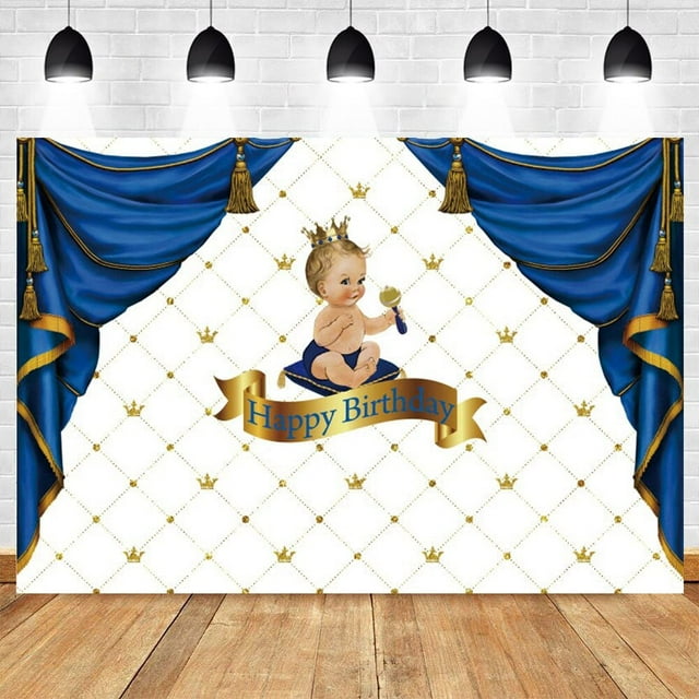 Pink Blue Curtain ss Boy Girl Birthday Party Backdrop Crown Rainbow ...