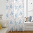 Pink Blue Flower Semi Sheer Curtains Drapes for Living Room,Bedroom ...
